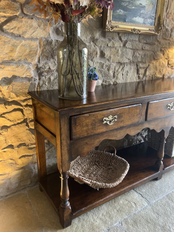 Antique Rustic Dark Solid Oak console table – Vintage Gems Furniture